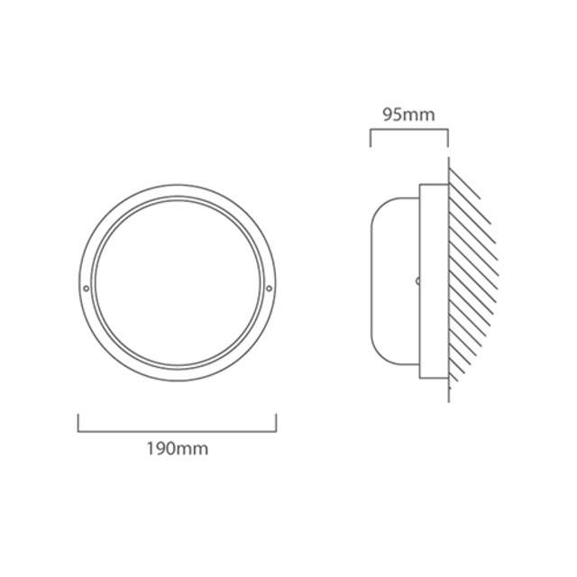 Round Plastic Bulkhead Plain White 1 x E27 - Electro Dynamics