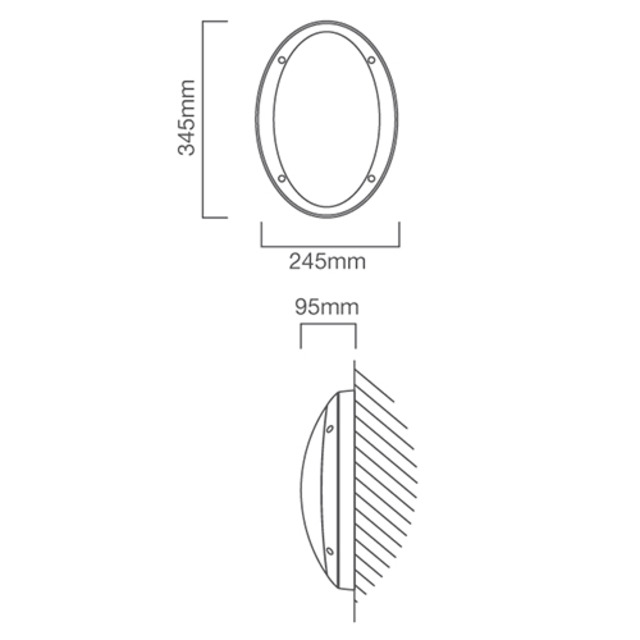 Oval Bulkhead White 1 x E27 - Electro Dynamics